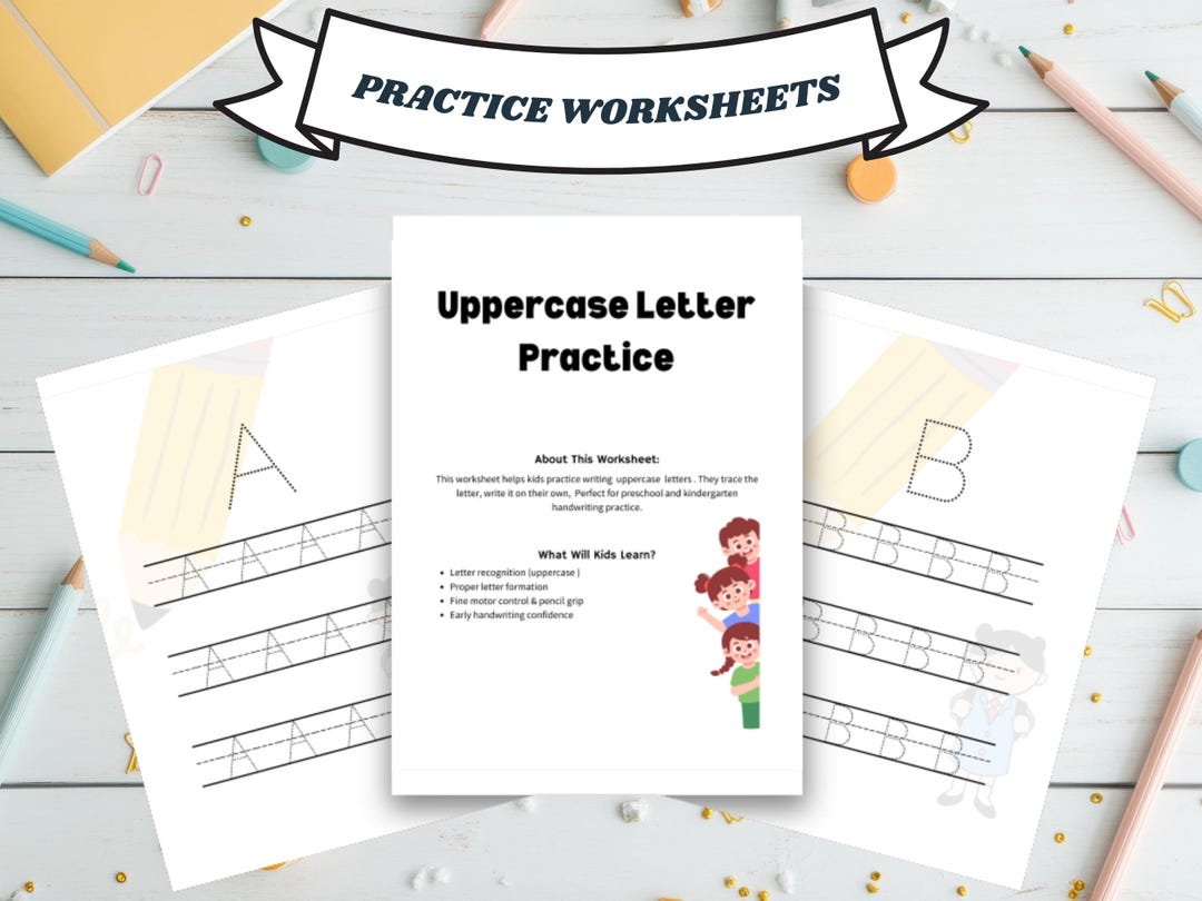 Uppercase Letter Practice Worksheet | ABC Tracing | Handwriting ...