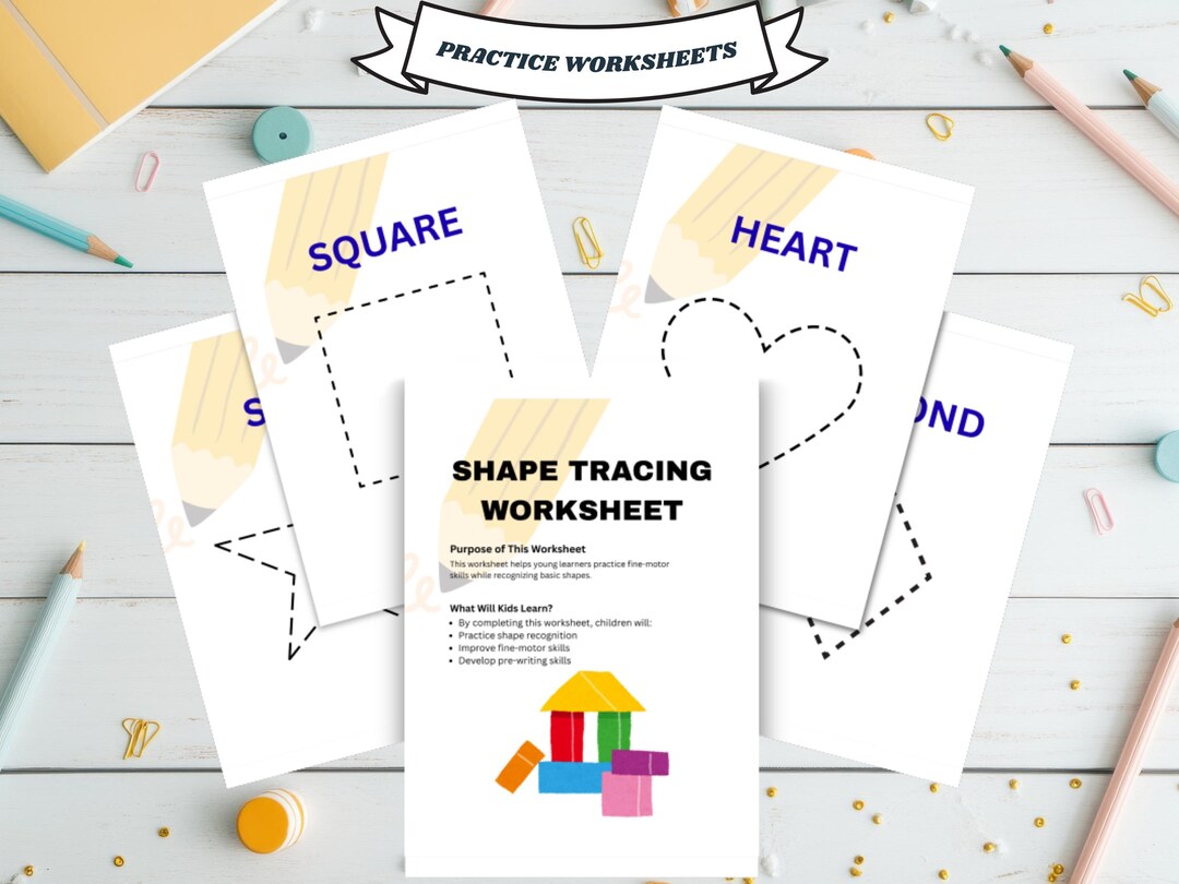 Shape Tracing & Coloring Worksheets | Preschool Fine Motor Pages ...