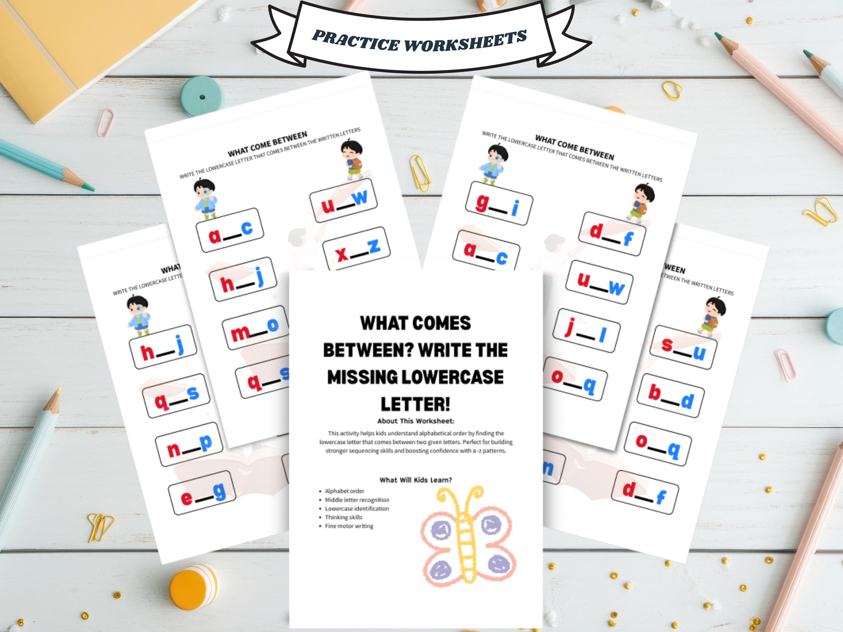 What Comes Between Worksheet | Missing Lowercase Letter | Alphabet ...