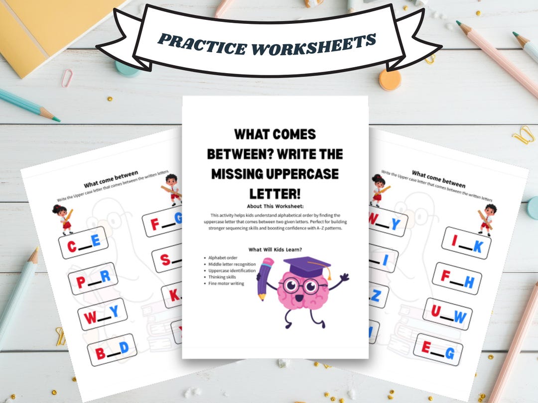 What Comes Between Worksheet | Missing Uppercase Letter | Alphabet ...