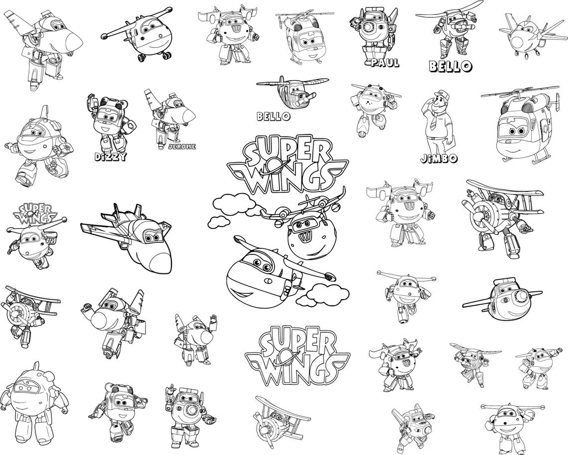 Super Wings SVG Bundle | 34 Files – Jett, Dizzy, Donnie, Jerome ...