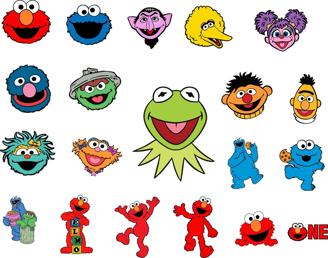 Sesame Street SVG Bundle | 20 Files – Elmo, Cookie Monster, Big Bird ...