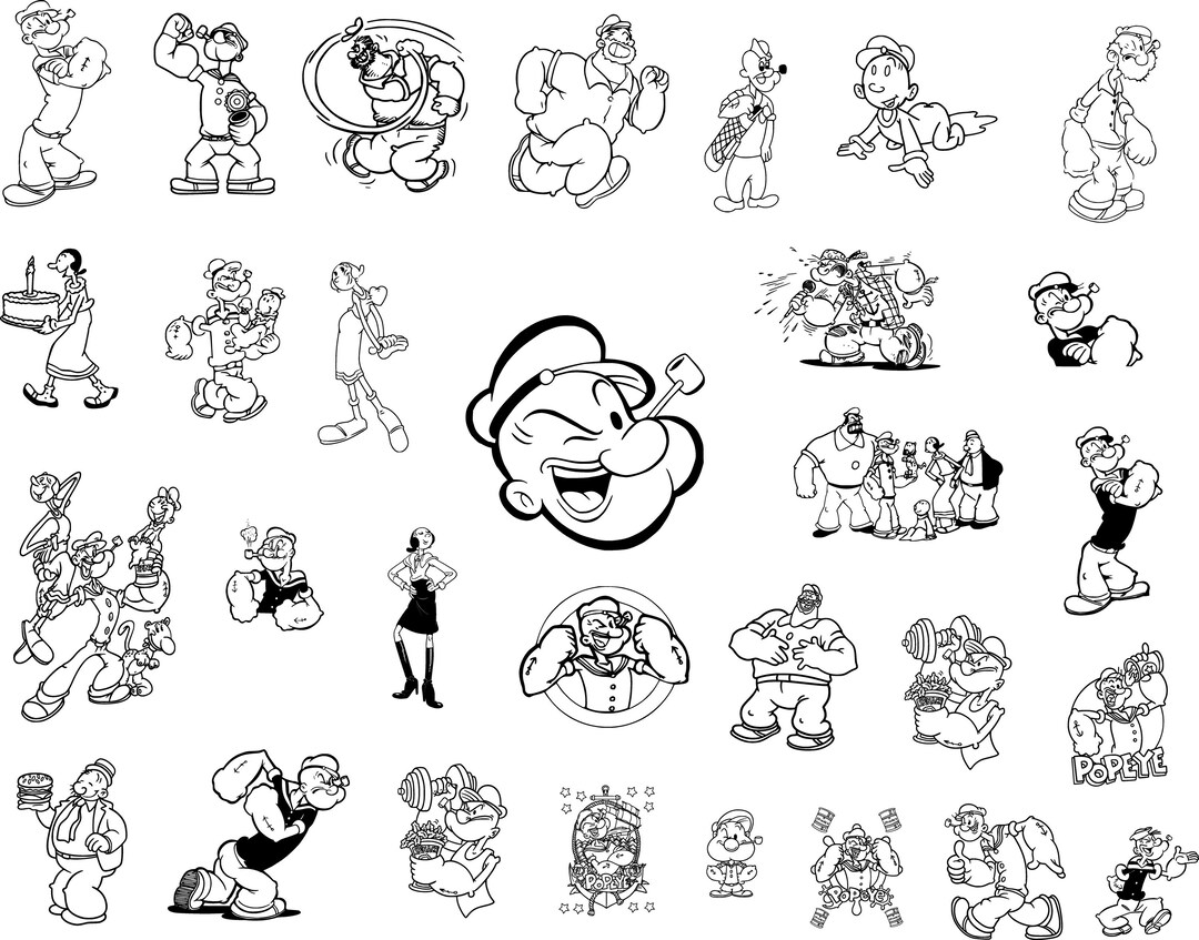 Popeye SVG Bundle | 30 Files – Popeye, Olive Oyl, Bluto, Wimpy ...