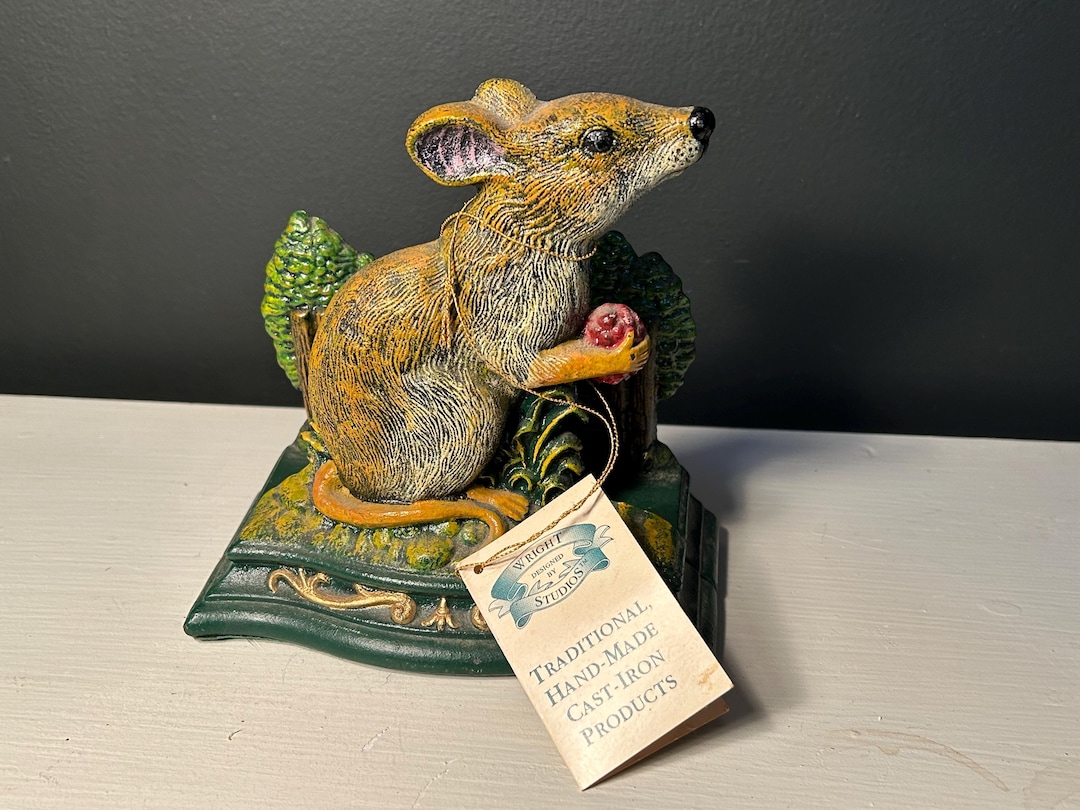 Vintage Wright Studios Cast Iron Mouse Doorstop - Etsy