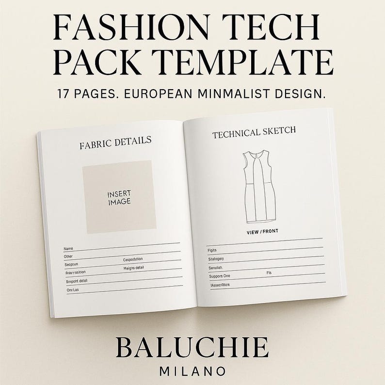 Fashion Tech Pack Template – Clothing Designer Spec Sheet (pdf/canva ...