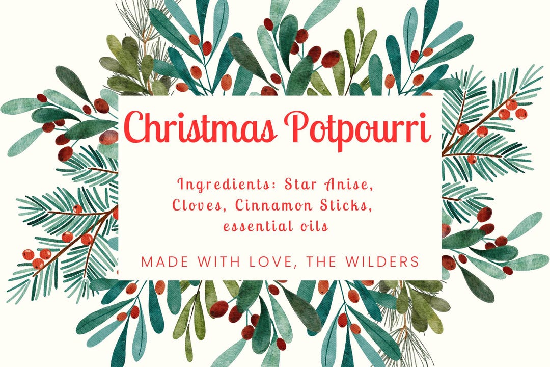 Christmas Potpourri Label - Editable and Instant Download - Etsy