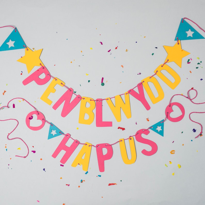 Welsh Birthday Bunting Penblwydd Hapus Bunting/garland in - Etsy
