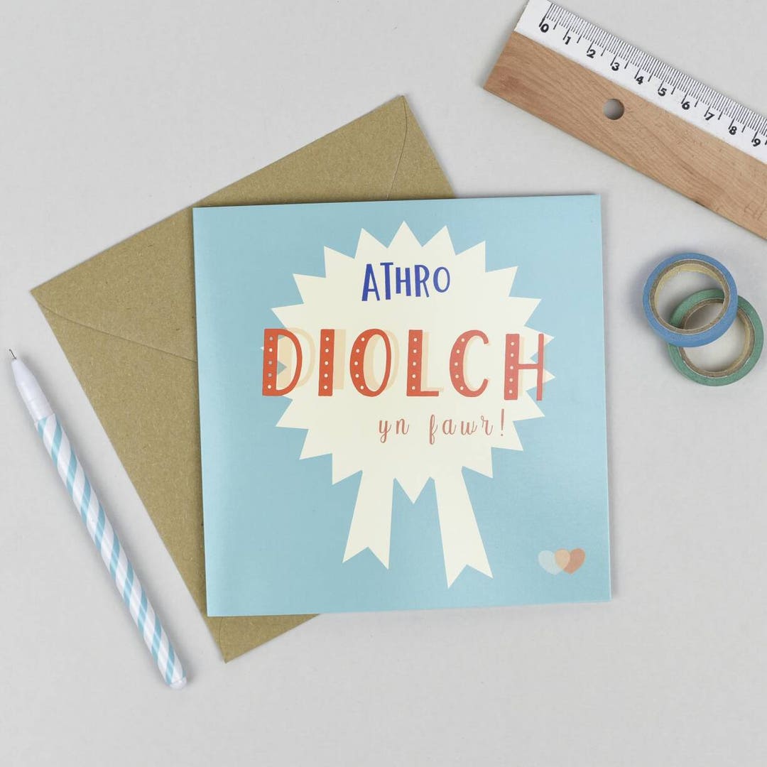 Diolch Athro- Welsh Thank You Teacher Card for End of Term, Cardiau ...