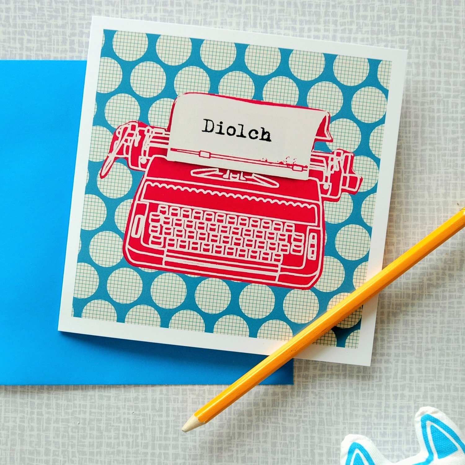 Welsh Diolch Thank You Typewriter Design Card, Cardiau Diolch Card. - Etsy