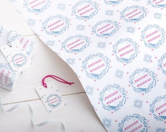 Welsh Birthday Wrapping Paper, Penblwydd Hapus With Bird Design, Single ...