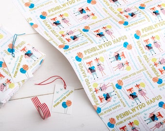 Welsh Birthday Wrapping Paper: Penblwydd Hapus Bird Design - Etsy UK