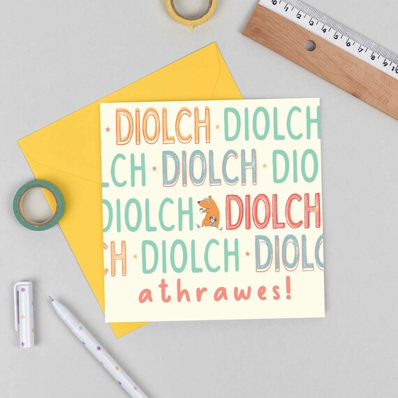 Welsh Thank You Teacher Card Cerdyn Diolch Athrawes Cardiau - Etsy