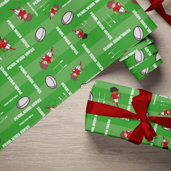 Welsh Birthday Wrapping Paper, Penblwydd Hapus With Bird Design, Single ...