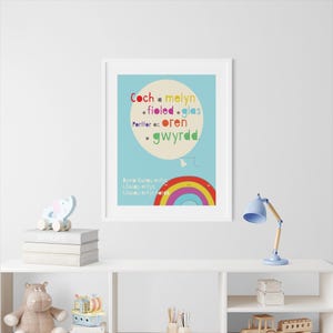 Welsh Rainbow Print, Sing a Rainbow Print in Welsh-lliwiau Enfys in A4 ...