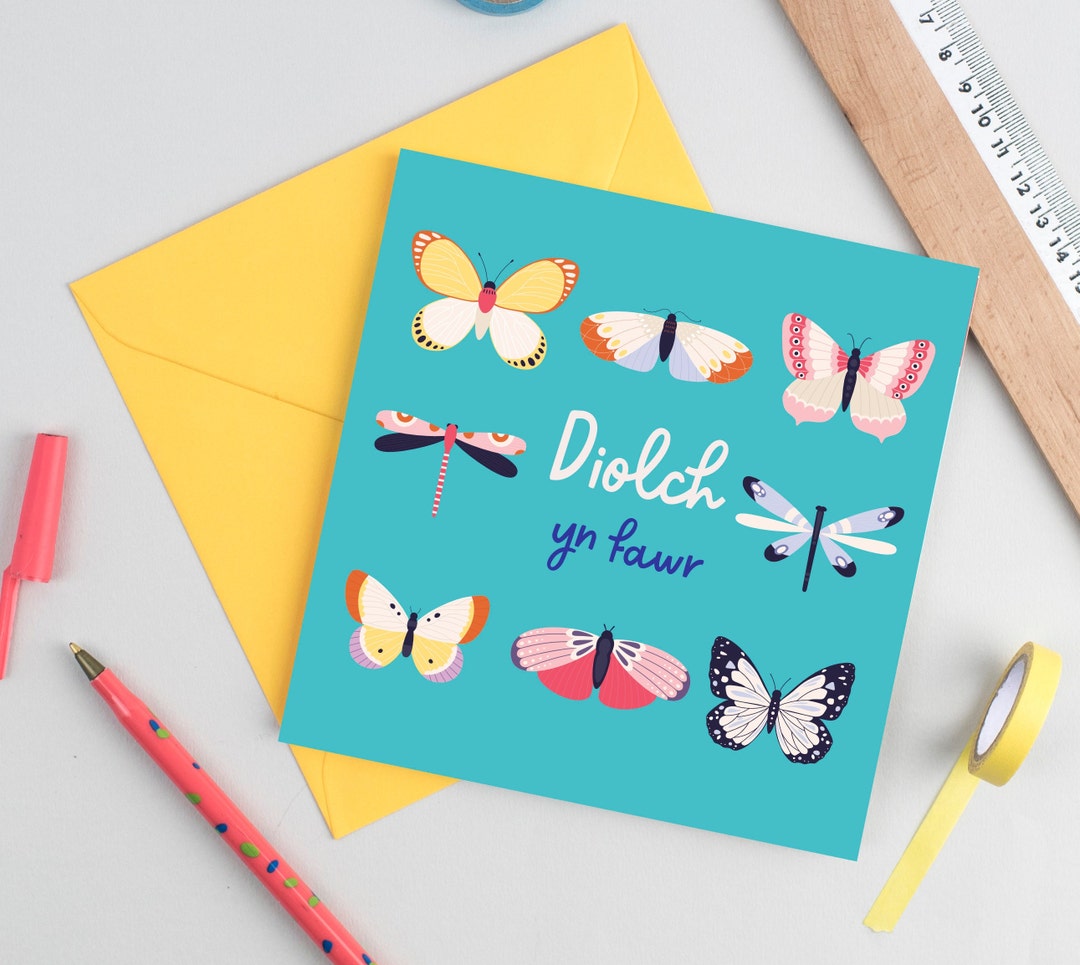 Diolch Yn Fawr- Welsh Thank You Card - Cardiau Cymraeg - Pili Pala ...