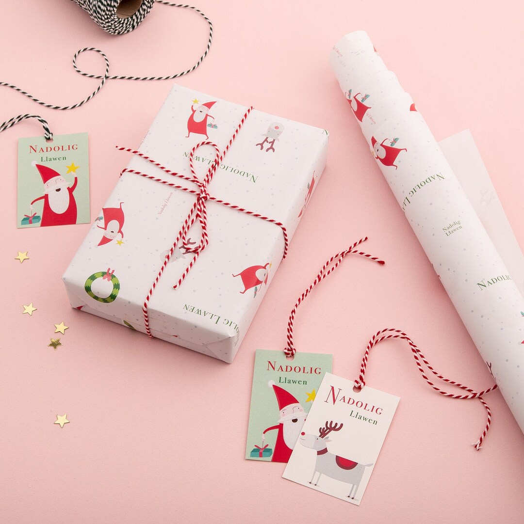 Welsh Christmas Wrapping Paper, Welsh Nadolig Llawen Gift Wrap Father ...