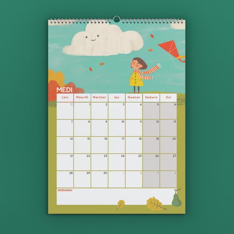 Welsh Language Calendar 2026 - Spiral Bound, Family Friendly - Etsy UK