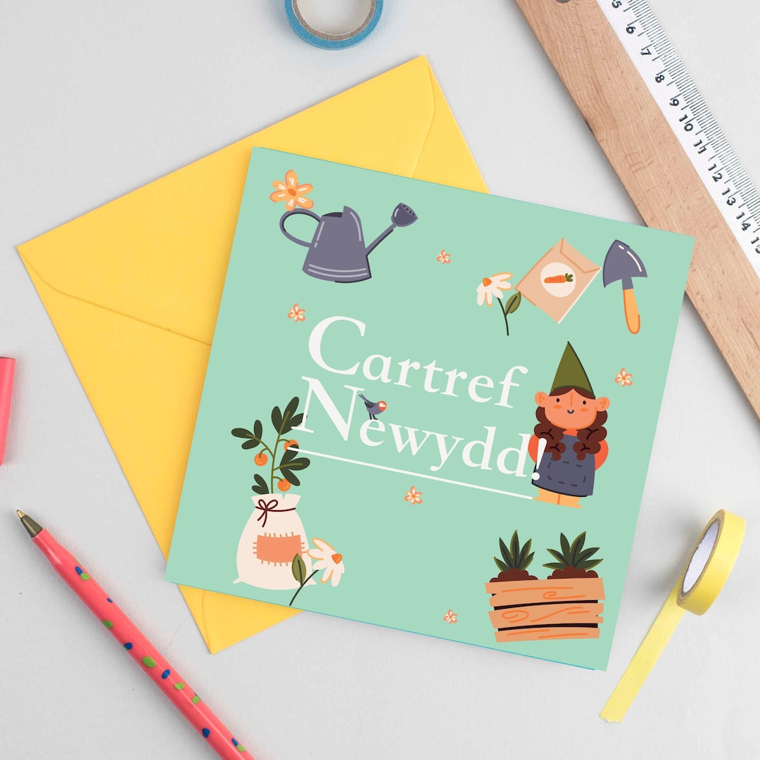 Welsh New Home Card- Cartref Newydd Card in Welsh - Cardiau Cymraeg ...