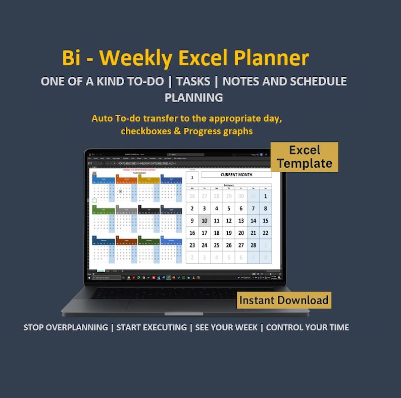 Bi-weekly Excel Planner With Dashboard | Auto To-do Transfer ...