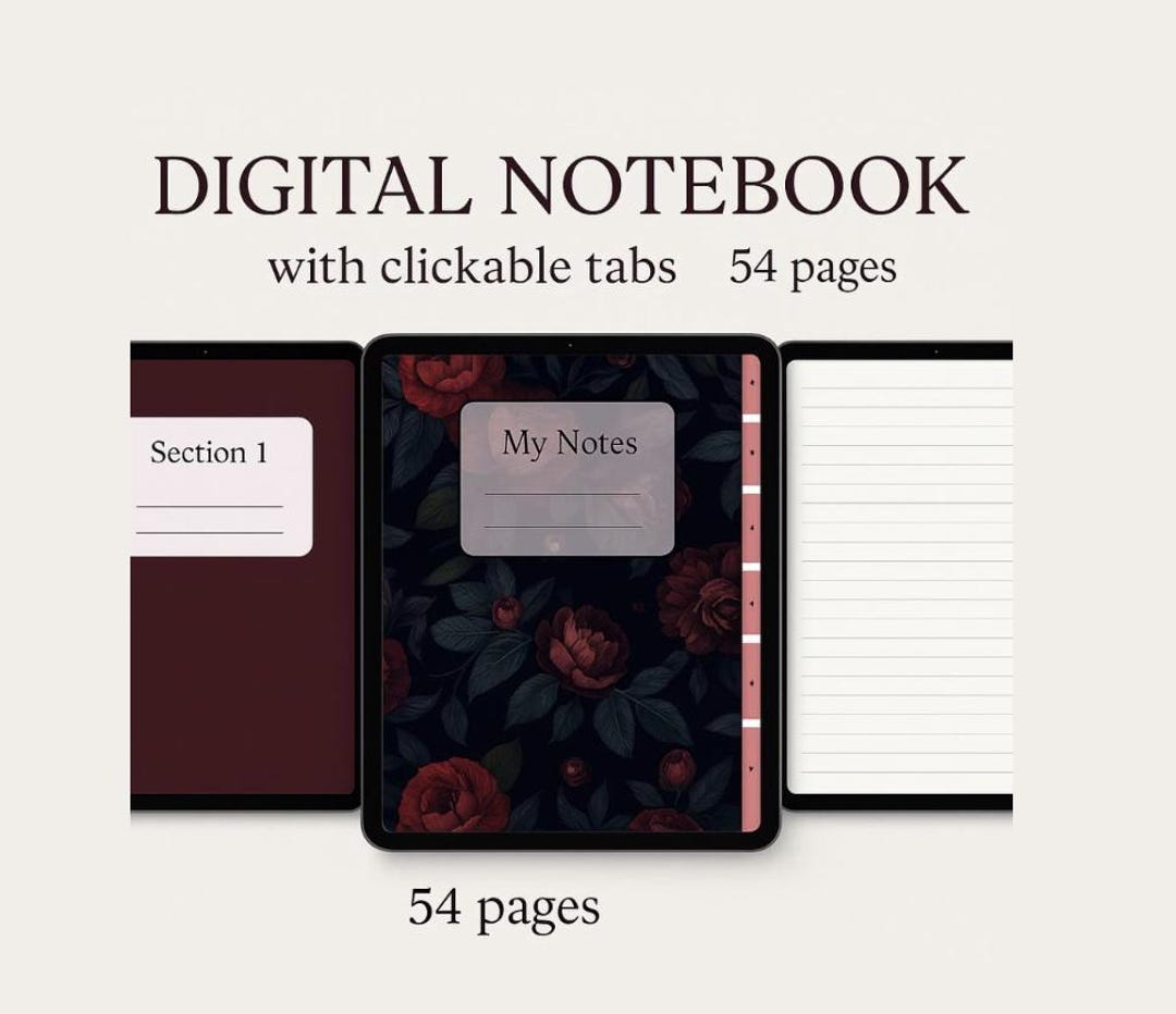 Digital Notebook With Clickable Tabs | Tablet Planner | Hyperlinked ...