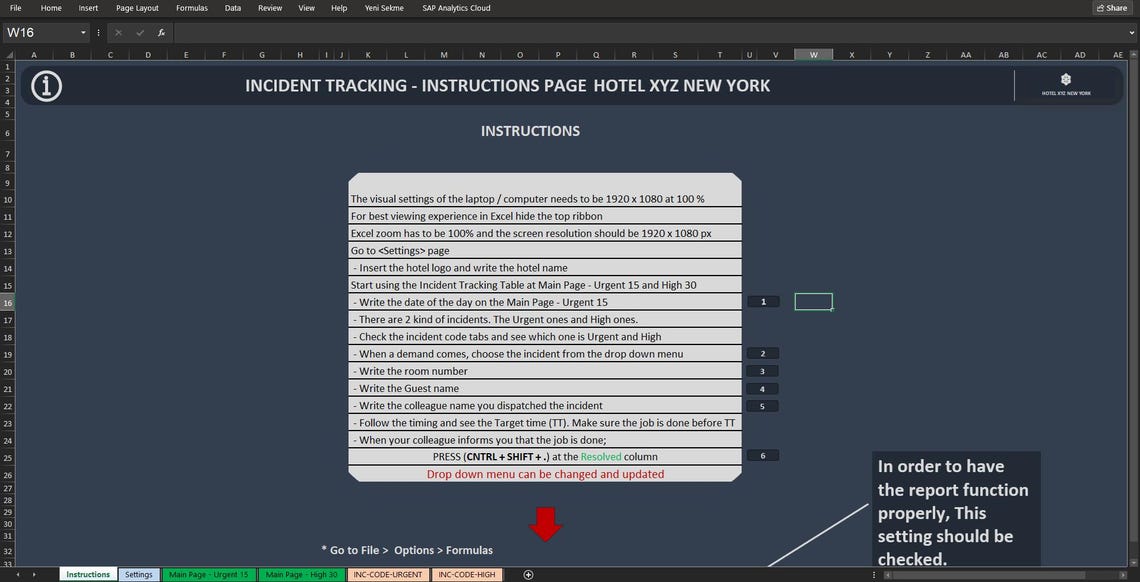 Hotel Incident Tracker Excel Template | Guest Service Request Log - Etsy
