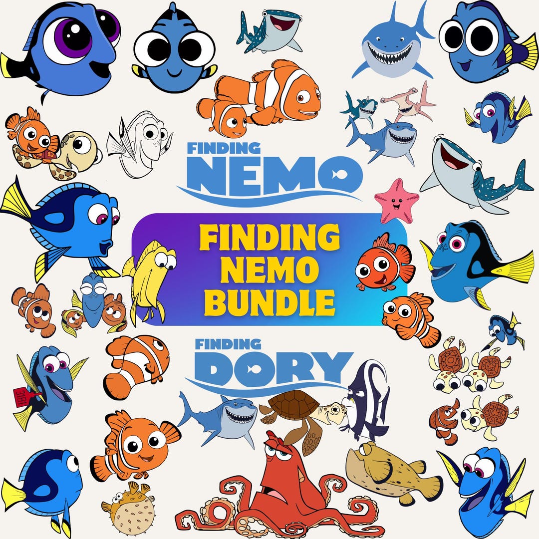 Finding Nemo Inspired SVG PNG Bundle, Ocean Friends, Cricut Cut Files ...