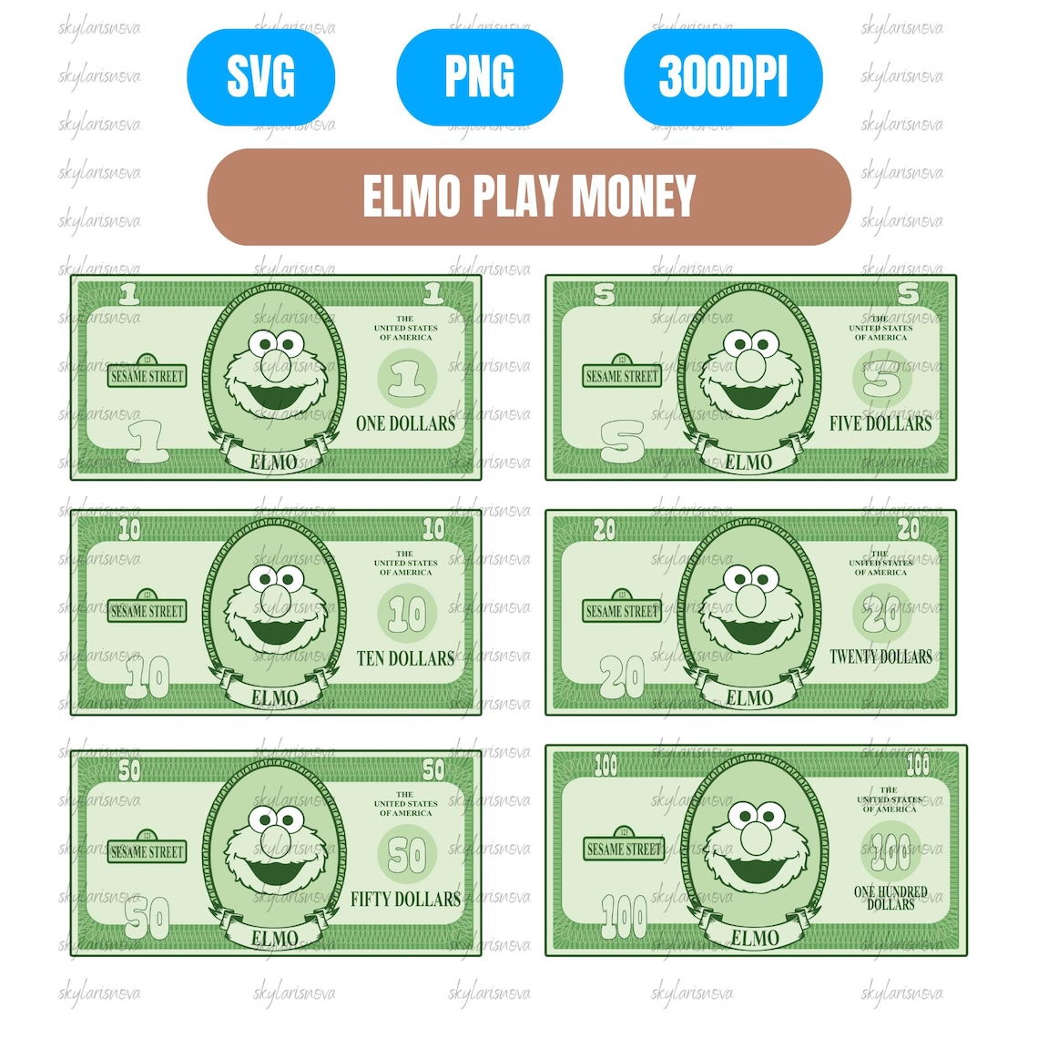 Sesame Street Play Money Set, Elmo & Cookie Monster Dollars (digital ...