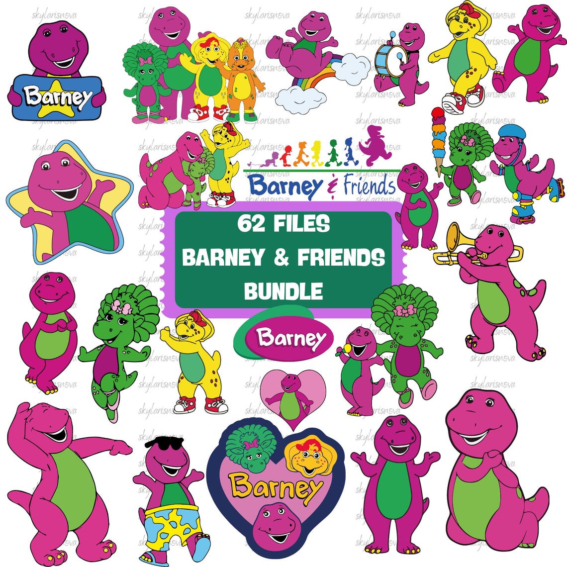 Barney & Friends Svg Png Bundle | Purple Dinosaur Characters | Digital ...