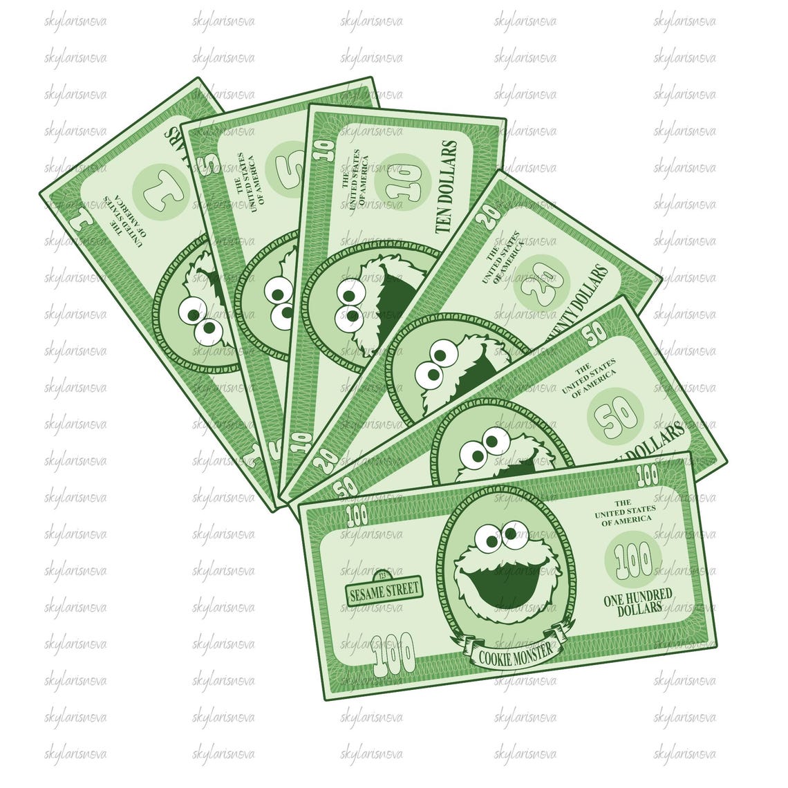 Sesame Street Play Money Set, Elmo & Cookie Monster Dollars (digital ...