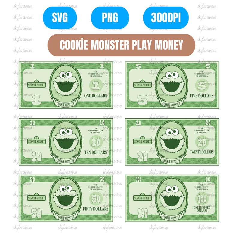 Sesame Street Play Money Set, Elmo & Cookie Monster Dollars (digital ...