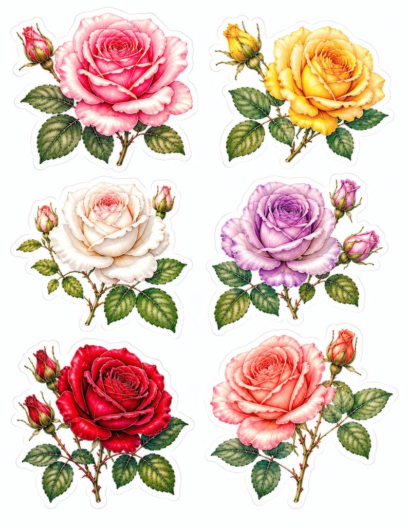 Floral Fussy Cut Kit, 250+ Flower Stickers and Cutouts, Vintage ...