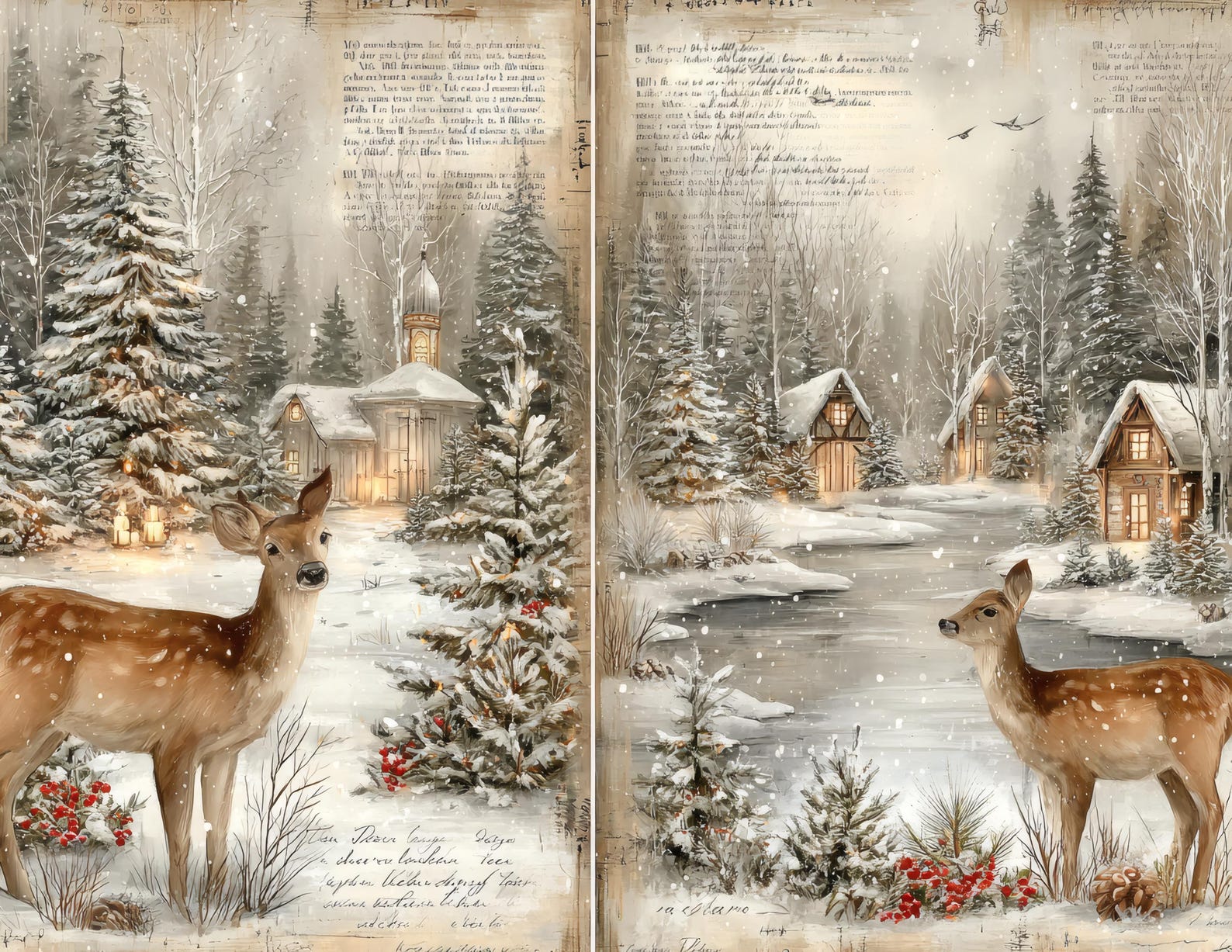 Snowy Winter Junk Journal Kit, 40 Christmas Wonderland Pages, Holiday ...