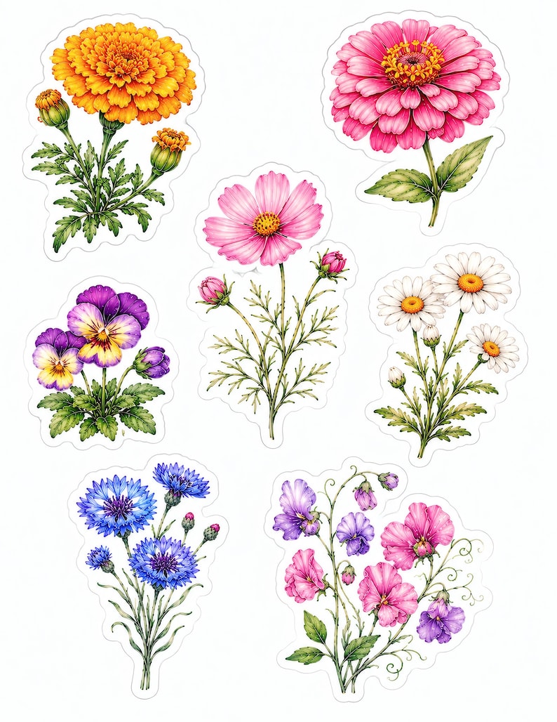 Floral Fussy Cut Kit, 250+ Flower Stickers and Cutouts, Vintage ...