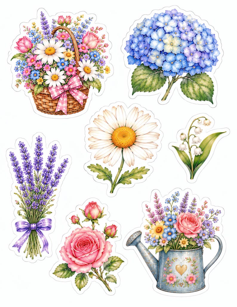 Floral Fussy Cut Kit, 250+ Flower Stickers and Cutouts, Vintage ...