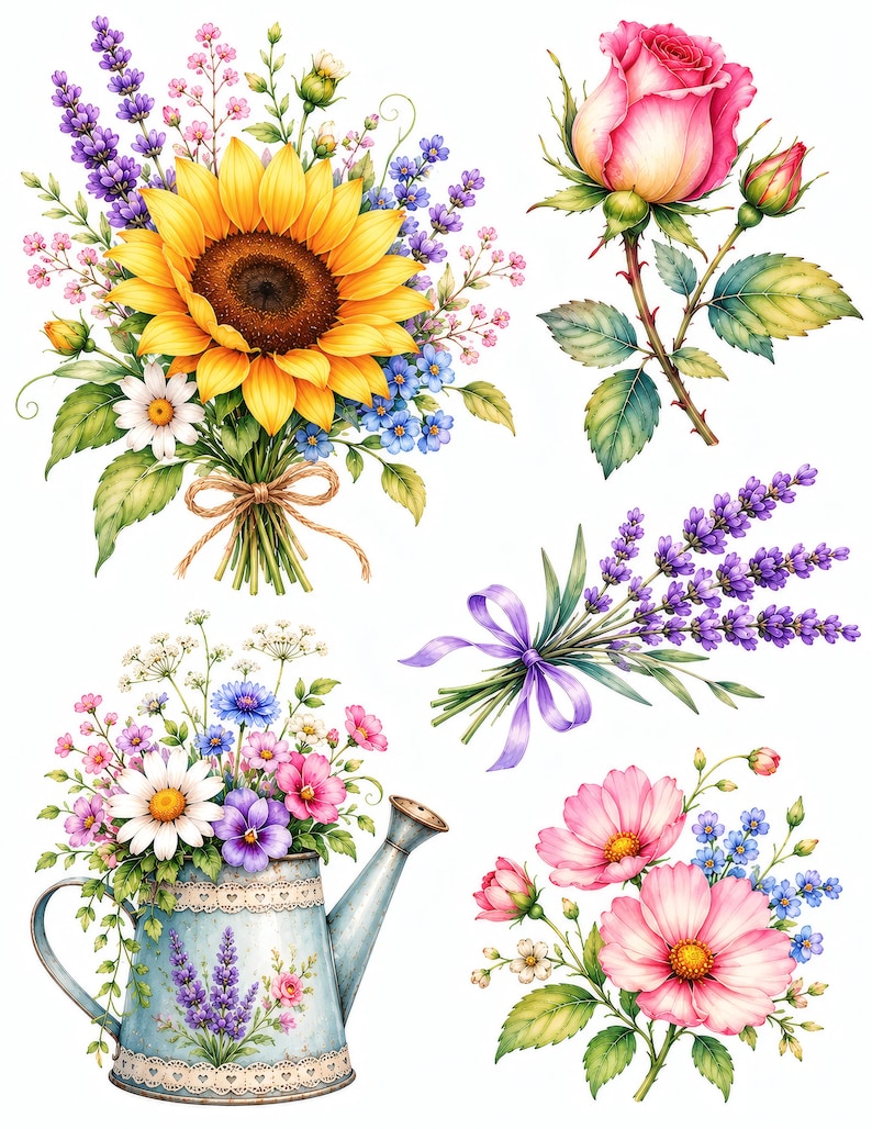 Floral Fussy Cut Kit, 250+ Flower Stickers and Cutouts, Vintage ...