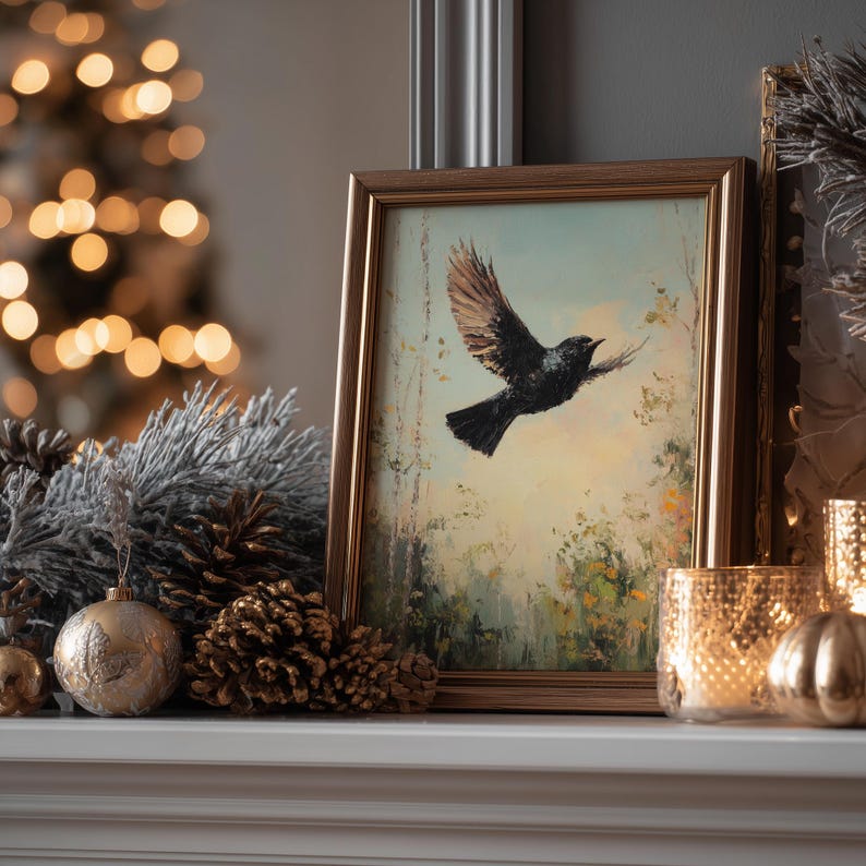 Vintage Tree Pipit in Flight Painting - Serene Nature Study Wall Art ...