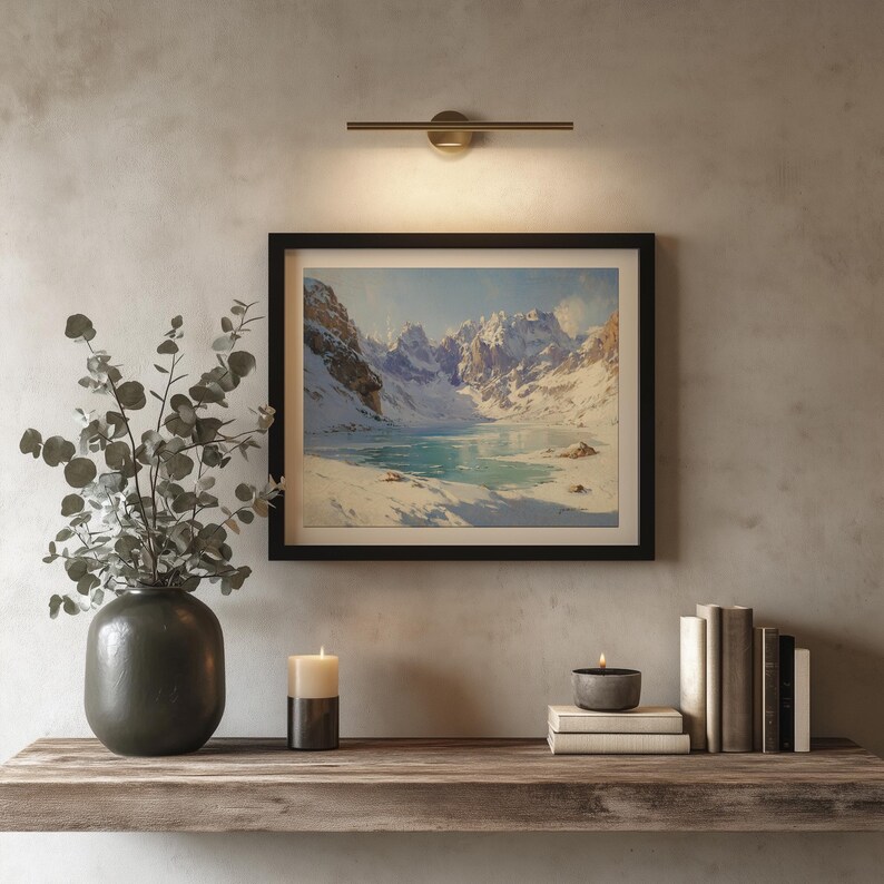 Winter Himalayan Lake Printable Wall Art - Majestic Mountain Scenery ...