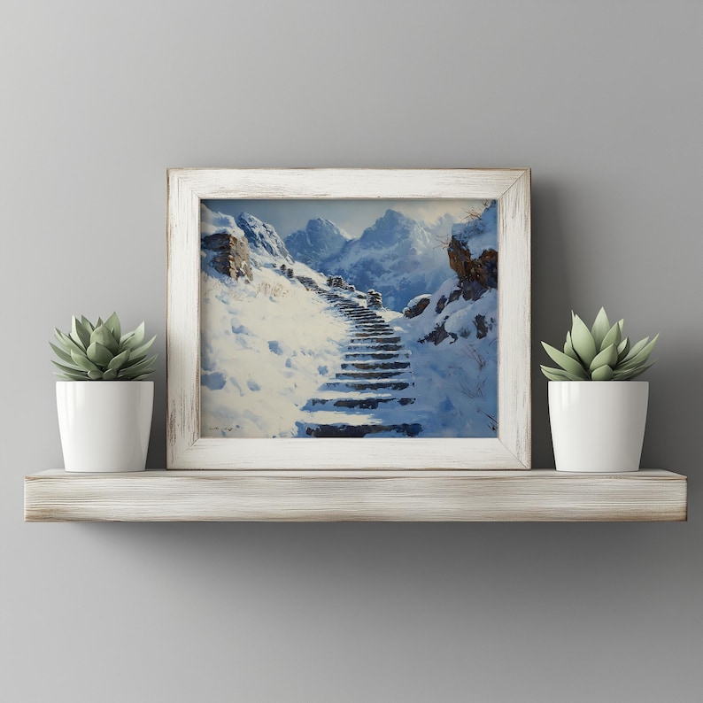 Moody Winter Landscape Printable - Snowy Himalayan Mountain Pass ...