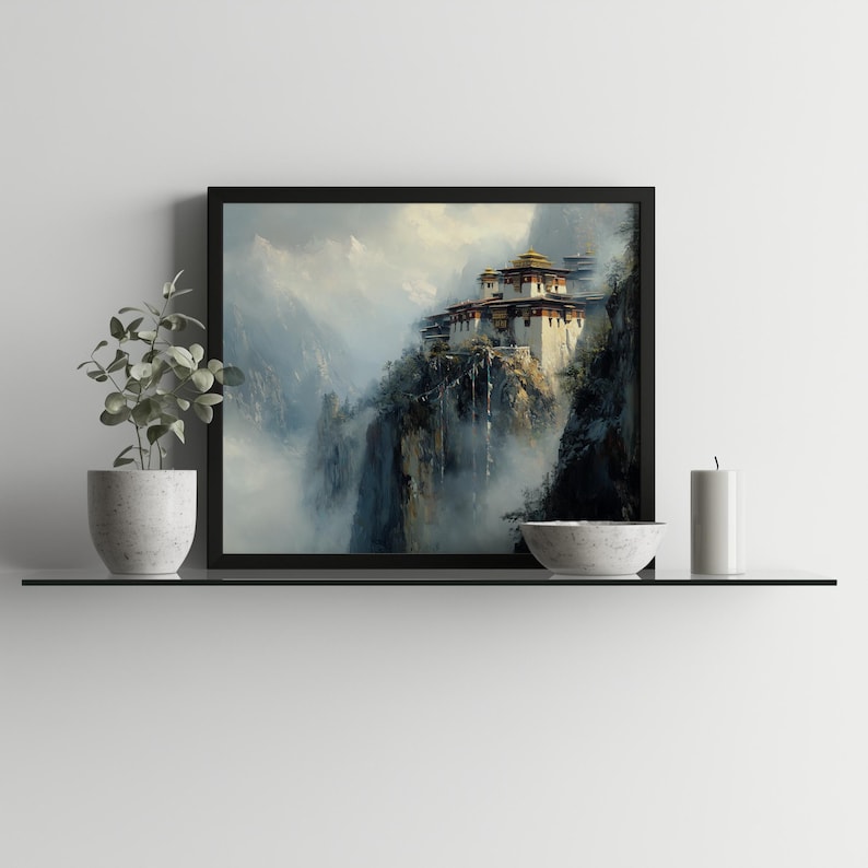 Moody Himalayan Monastery Printable - Dramatic Cliffside Temple ...
