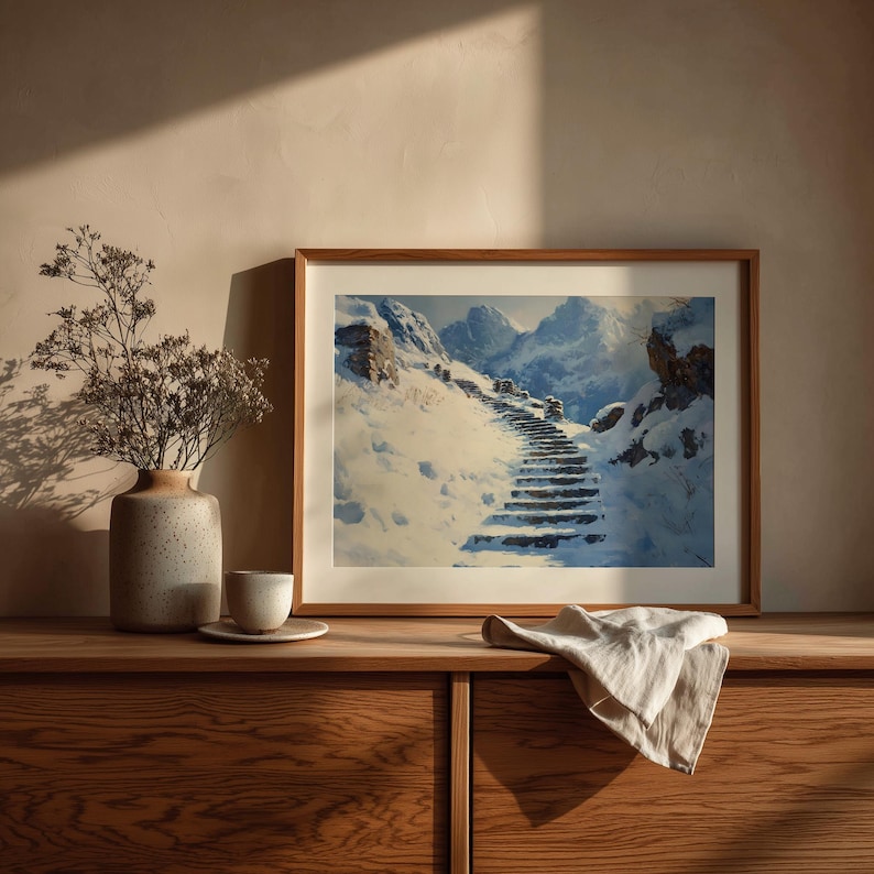 Moody Winter Landscape Printable - Snowy Himalayan Mountain Pass ...