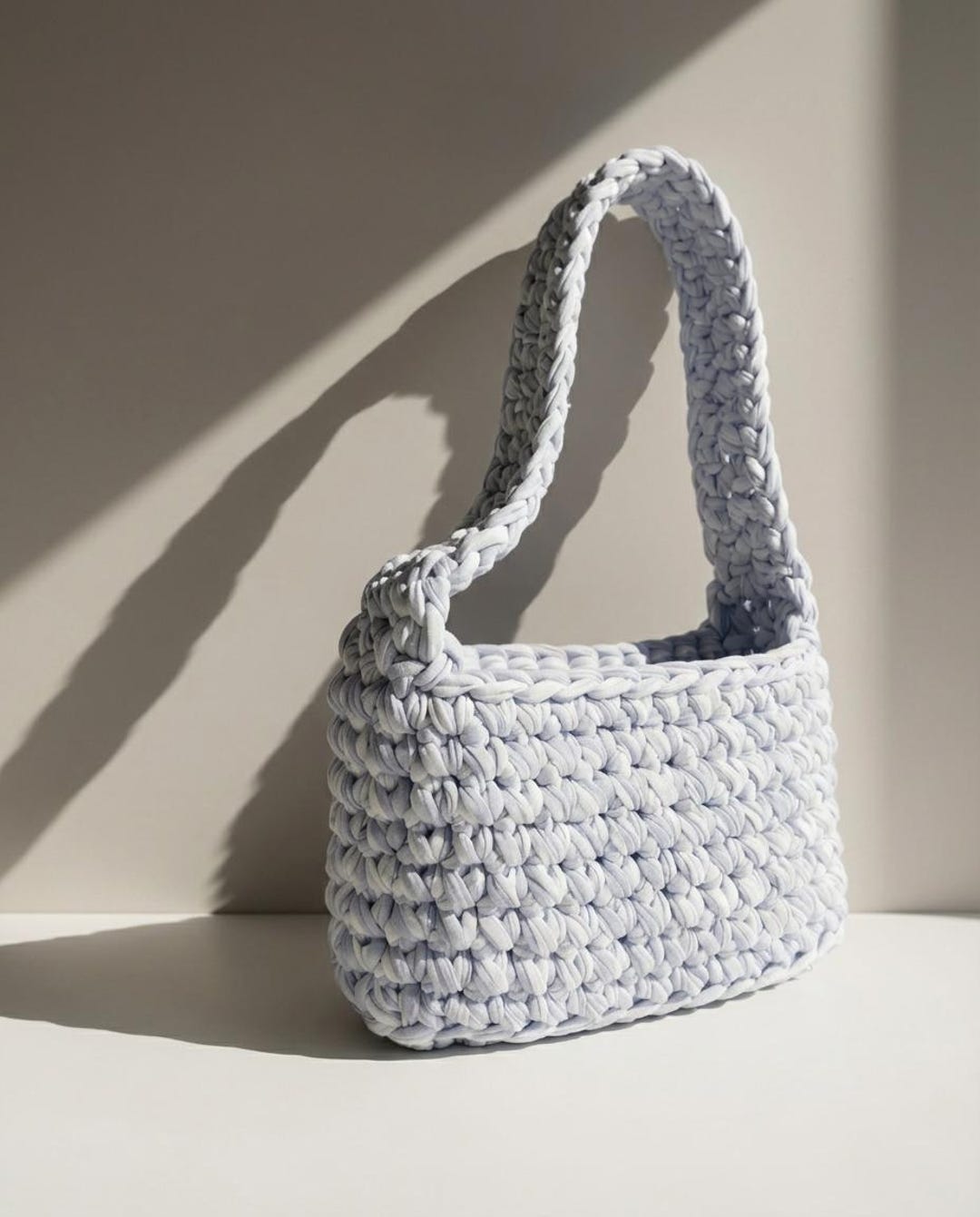 Chunky Crochet Bag Pattern Easy T-Shirt Yarn Baguette Purse PDF ...