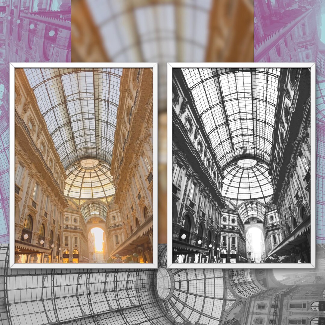 Printable Milan Galleria Sunset Photo Set | Italy Architectural Print ...