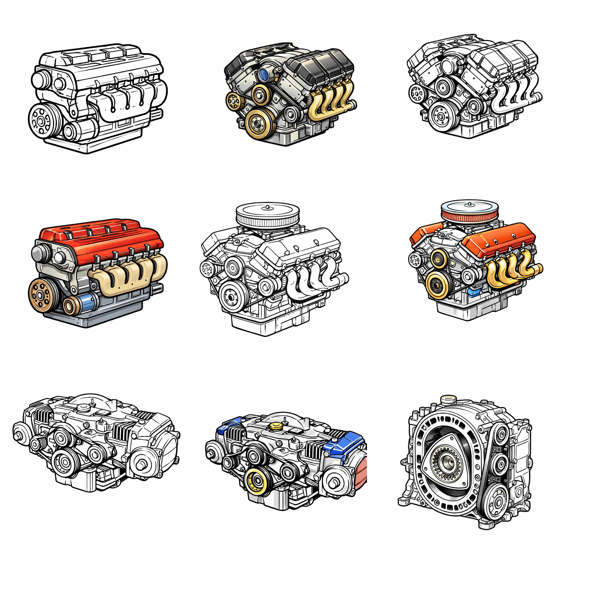 Engines Coloring Book – Printable PDF With 10 Pages for All Ages - Etsy