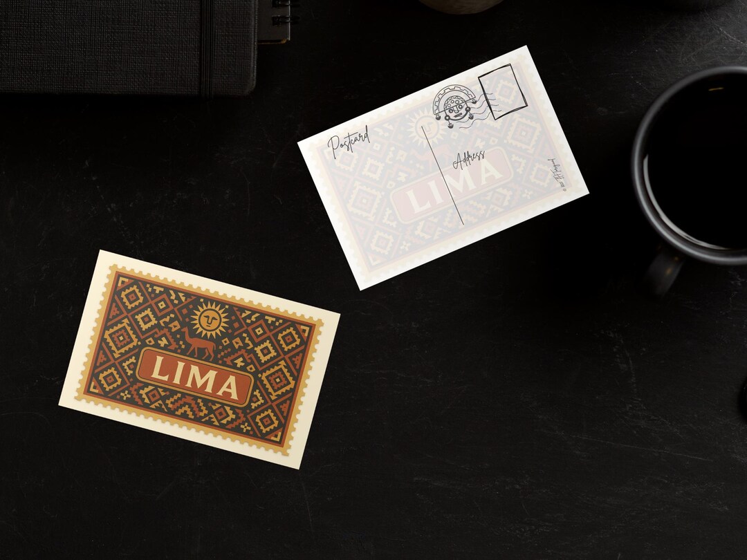 Lima Peru Digital Postcard – Printable Postcard Art, City Stamp Design ...