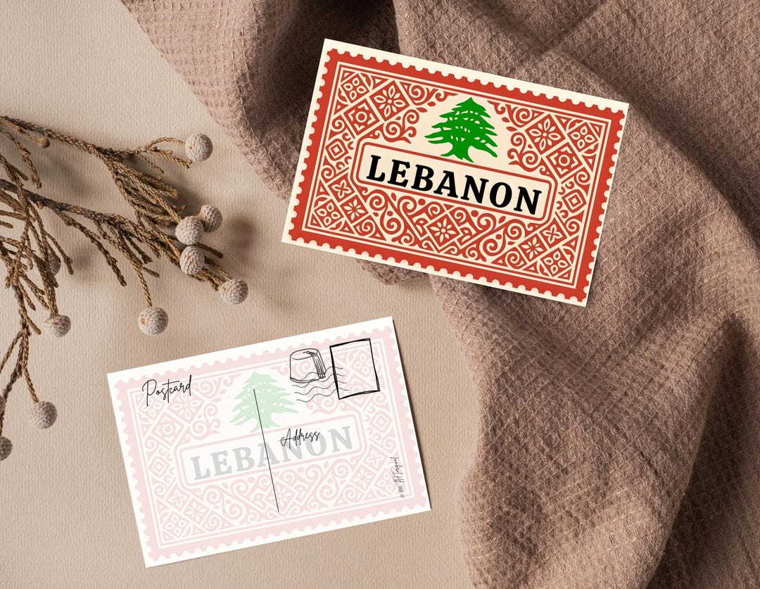 Lebanon Printable Postcard – Digital Travel Art, Country Stamp ...