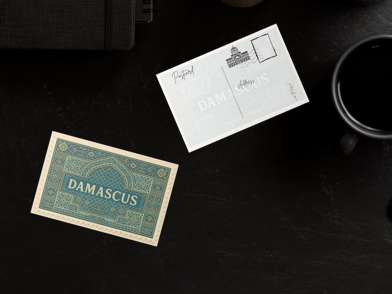 Damascus Digital Postcard – Printable Postcard Art, City Stamp Design ...