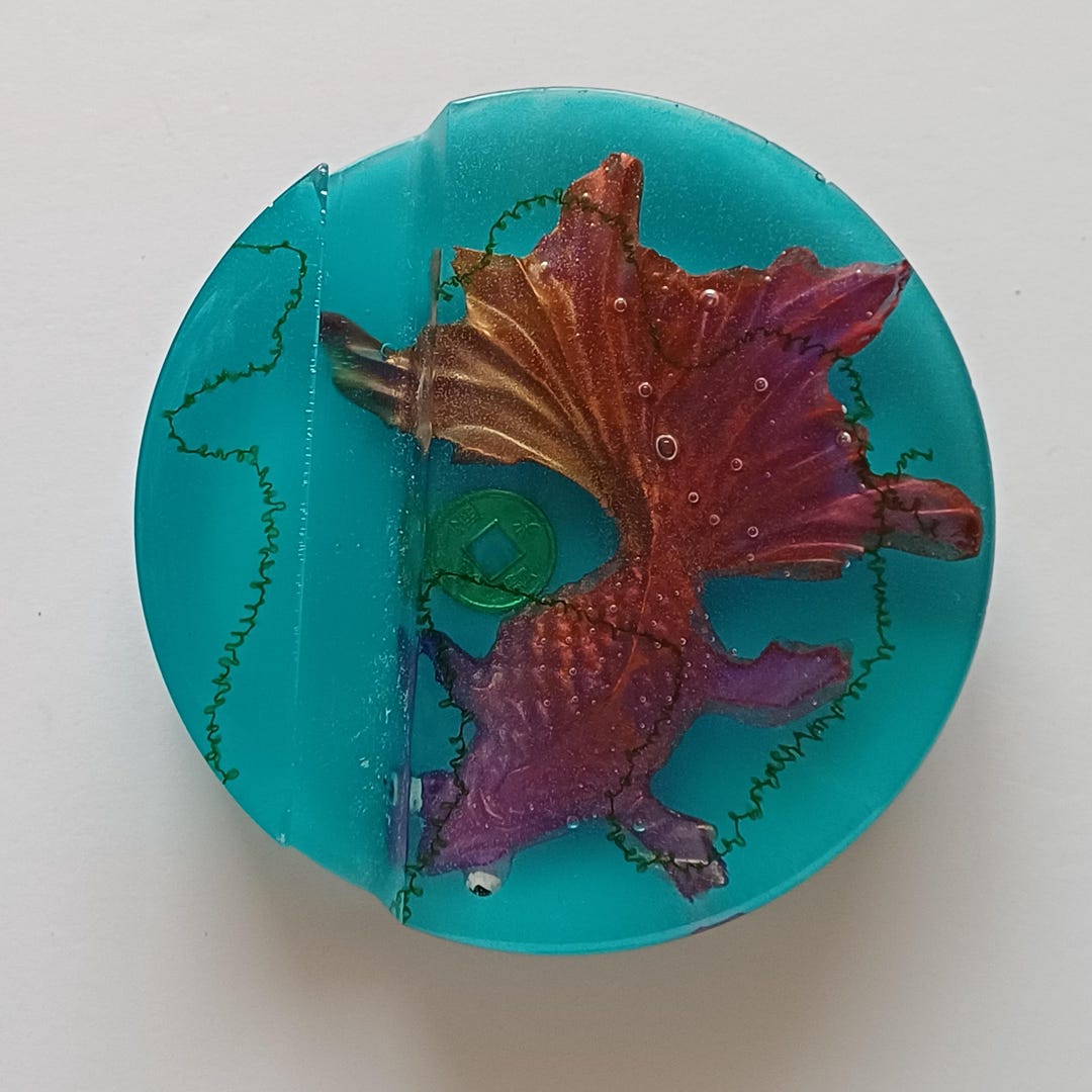 3D Fish With Chinese Coin Luck Magnet Phone Holder - Functional Art ...