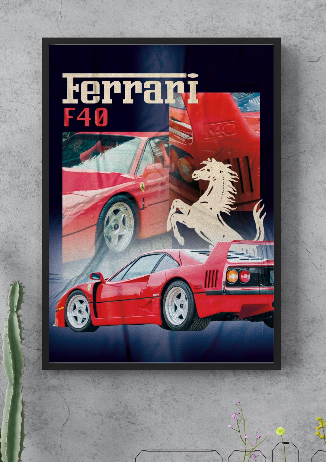 Copy of Ferrari F40 Poster Rolled Poster | Vintage Race Car Wall Art - Etsy