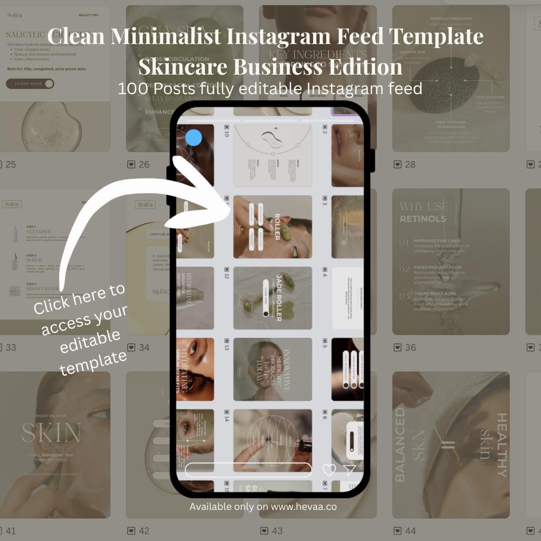 Clean Minimalist Instagram Feed Template — Skincare Edition - Etsy