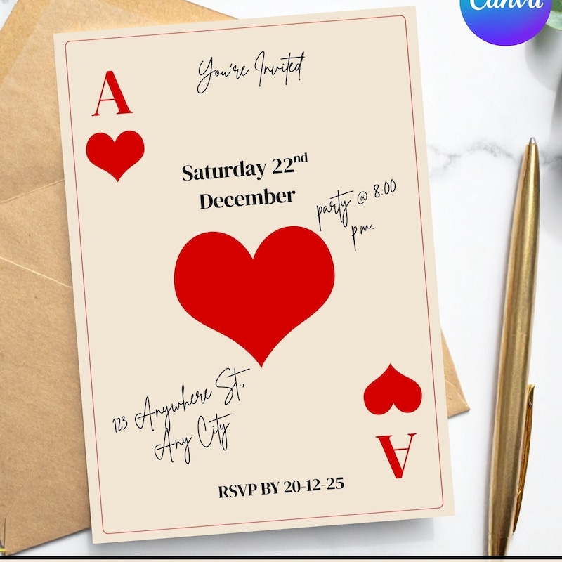 Playing Card Invite - Etsy